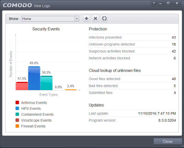 View CCS Logs, Log Monitor, Advanced Protection Filter | Client Security| Comodo